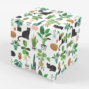 stesha party cats and plants wrapping paper gift wrap – folded flat 30 x 20 inch – 3 sheets