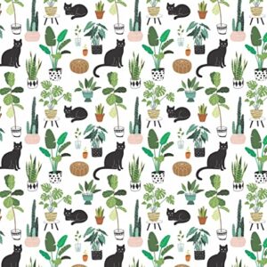 Stesha Party Cats and Plants Wrapping Paper Gift Wrap - Folded Flat 30 x 20 Inch - 3 Sheets