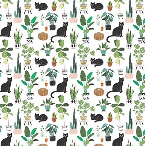 Stesha Party Cats and Plants Wrapping Paper Gift Wrap - Folded Flat 30 x 20 Inch - 3 Sheets