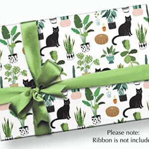 Stesha Party Cats and Plants Wrapping Paper Gift Wrap - Folded Flat 30 x 20 Inch - 3 Sheets