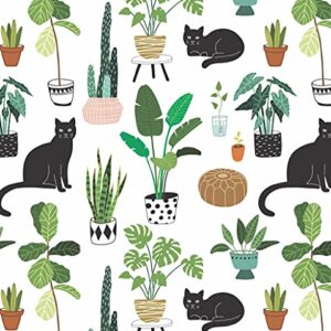 Stesha Party Cats and Plants Wrapping Paper Gift Wrap - Folded Flat 30 x 20 Inch - 3 Sheets