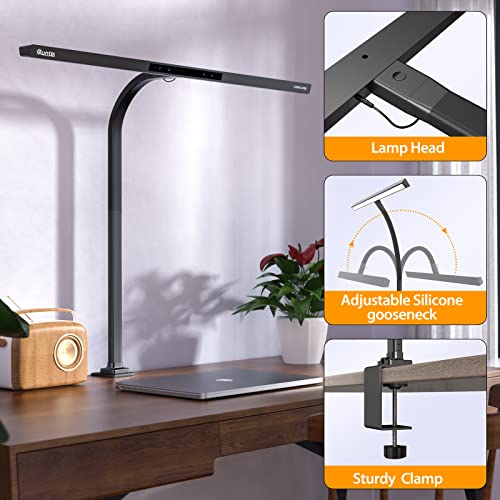 Quntis LED Desk Lamp, Eye-Care Architect Clamp Desk Lights for Home Office, 31.5'' Wide Bright Office Lighting with Auto-Dimming, Dimmable Table Light, 2H Timer Task Lamp for Workbench Monitor Drawing