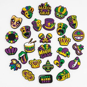 27 pcs mardi gras croc charms fit for clog sandals slippers, mardi gras decorations cute croc charms mardi gras decor mardi gras mask favor birthday party mardi gras gifts for kids men women