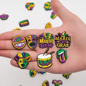 27 PCS Mardi Gras Croc Charms Fit for Clog Sandals Slippers, Mardi Gras Decorations Cute Croc Charms Mardi Gras Decor Mardi Gras Mask Favor Birthday Party Mardi Gras Gifts for Kids Men Women