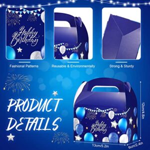 24 Pcs Blue and Silver Party Favors Boxes Birthday Goodie Boxes DIY Silver Navy Blue Gift Box Birthday Gable Boxes Treat Box Paper Boxes for Kids Gifts Blue and Silver Party Birthday Party Supplies