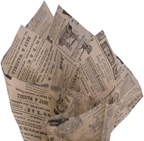 Tissue Paper for Gift Wrapping with Design (Vintage Newspaper) Black and Tan, 24 Large Sheets (20x30)