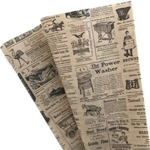 Tissue Paper for Gift Wrapping with Design (Vintage Newspaper) Black and Tan, 24 Large Sheets (20x30)