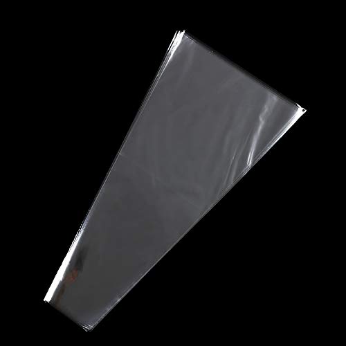 ccHuDE 200 Pcs Clear Plastic Flower Bouquet Bag Sleeve Transparent Cellophane Bags Rose Packaging Bags for Valentine's Day