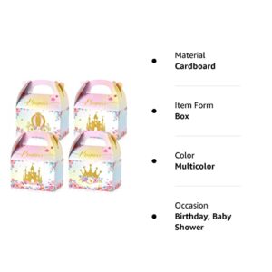 Nezyo Princess and Prince Treat Boxes Pink Princess Boxes Blue Prince Castle Gift Boxes Little Princess Crown Goodie Boxes Royal Prince Cardboard Boxes for Boy Girl Birthday (Princess, 12 pcs)