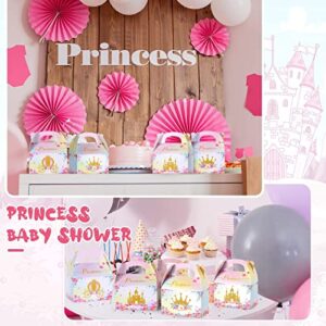 Nezyo Princess and Prince Treat Boxes Pink Princess Boxes Blue Prince Castle Gift Boxes Little Princess Crown Goodie Boxes Royal Prince Cardboard Boxes for Boy Girl Birthday (Princess, 12 pcs)