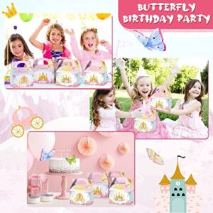 Nezyo Princess and Prince Treat Boxes Pink Princess Boxes Blue Prince Castle Gift Boxes Little Princess Crown Goodie Boxes Royal Prince Cardboard Boxes for Boy Girl Birthday (Princess, 12 pcs)