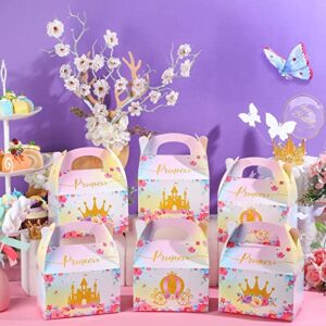 Nezyo Princess and Prince Treat Boxes Pink Princess Boxes Blue Prince Castle Gift Boxes Little Princess Crown Goodie Boxes Royal Prince Cardboard Boxes for Boy Girl Birthday (Princess, 12 pcs)