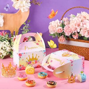 Nezyo Princess and Prince Treat Boxes Pink Princess Boxes Blue Prince Castle Gift Boxes Little Princess Crown Goodie Boxes Royal Prince Cardboard Boxes for Boy Girl Birthday (Princess, 12 pcs)