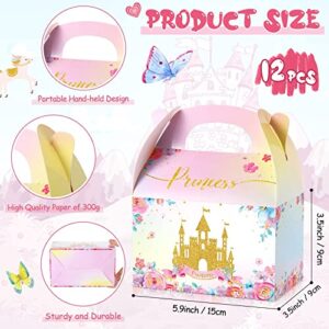 Nezyo Princess and Prince Treat Boxes Pink Princess Boxes Blue Prince Castle Gift Boxes Little Princess Crown Goodie Boxes Royal Prince Cardboard Boxes for Boy Girl Birthday (Princess, 12 pcs)