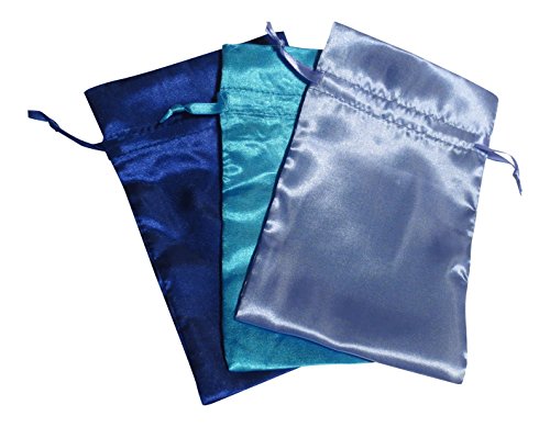 Tarot Bags: Blue Passion Colors Satin Bundle of 3: Royal Blue French Blue and Turquoise (5" X 8" Each)