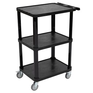 pearington 3-tier compact multi-purpose utility cart with lockable wheels and ergonomic handle, black