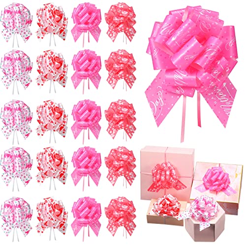 Syhood 20 Pack Gift Wrapping Pull Bows for Mother's Day Pull Wrap Bows for Mom's Gift Wrapping Accessory for Presents, Baskets, Wine Bottles Decoration