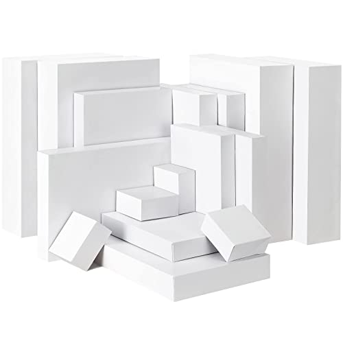 Moretoes 16 Pack Gift Boxes with Lids White Gift Boxes Bulk for Presents, Assorted Sizes for Wrapping Gifts, Bridesmaid Proposal Boxes 4-17 Inch Clothes Holidays Birthday Valentine's Day