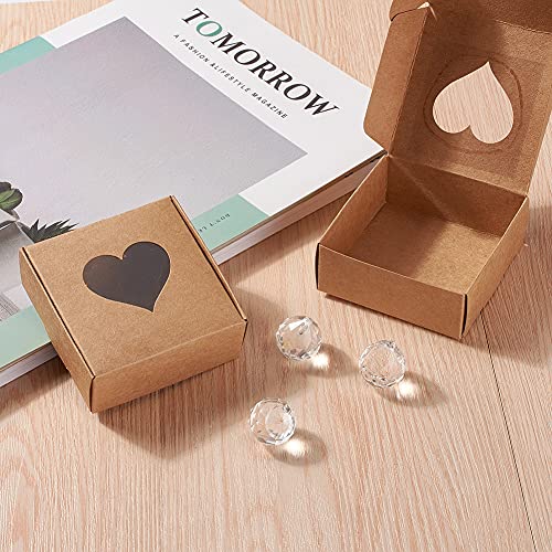 Airssory 90pcs 3x3 Inch(7.5x7.5cm) Paper Candy Boxes with Heart Window Bakery Box Gift Box Square for Singlepack Dessert Small Giftbox Packing