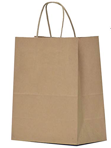 Qutuus 50pcs Gift Bags 8x4.5x10 Brown Paper Bags with Handles Bulk,Kraft Bags, Brown Gift Bags, Medium Size Gift Bag Bulk,Brown Bags, Kraft Paper Bag, Craft Bags