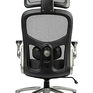 OFFICE FACTOR 500 Lbs Rated Ergonomic Big and Tall Office Chair Flip-Up arms, Mesh Office Chair, Swivel Office Chair with Anti Scratch Wheels, Mesh Executive Chair (Black with Headrest)