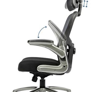 OFFICE FACTOR 500 Lbs Rated Ergonomic Big and Tall Office Chair Flip-Up arms, Mesh Office Chair, Swivel Office Chair with Anti Scratch Wheels, Mesh Executive Chair (Black with Headrest)