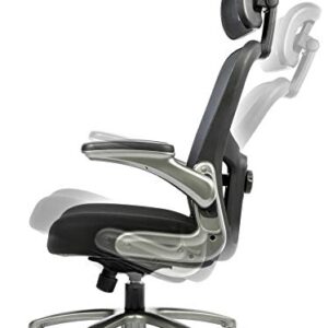 OFFICE FACTOR 500 Lbs Rated Ergonomic Big and Tall Office Chair Flip-Up arms, Mesh Office Chair, Swivel Office Chair with Anti Scratch Wheels, Mesh Executive Chair (Black with Headrest)