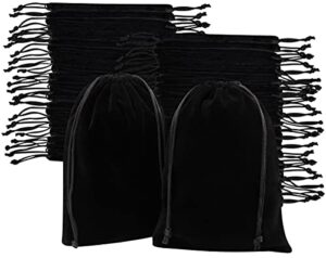 velvet drawstring gift bags – bulk wholesale (6 x 8 inch – 50 pack, black)