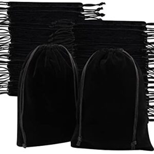 Velvet Drawstring Gift Bags - Bulk Wholesale (6 x 8 inch - 50 pack, Black)