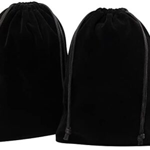 Velvet Drawstring Gift Bags - Bulk Wholesale (6 x 8 inch - 50 pack, Black)