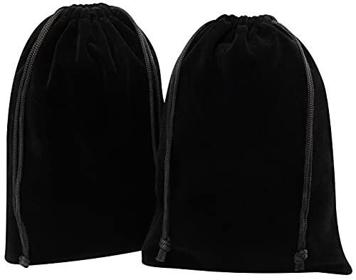 Velvet Drawstring Gift Bags - Bulk Wholesale (6 x 8 inch - 50 pack, Black)