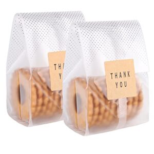 lokqing cellophane treat bags cookie bags for packaging clear gift bags with stickers for cookies,candy,chocolates(100 pack,9×3.3inch)