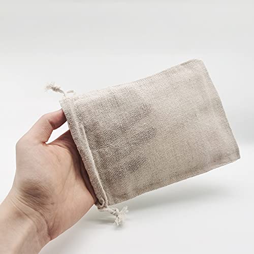 E.YOMOQGG 20PCS Cotton Drawstring Bags, Muslin Cloth Gift Bag Reusable Pouch Sachet for Jewelry Spices Herbs Fruits DIY Craft New Year Party Wedding Home Storage Natural Color (5 x 7 Inches) (20 PCS, Beige)