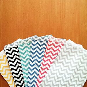 200 pcs Chevron Paper Gift Bags Shopping Sales Tote Bags 6" x 9" Shimmering Silver with Caddy Bay Collection Microfiber Cleaning Cloth