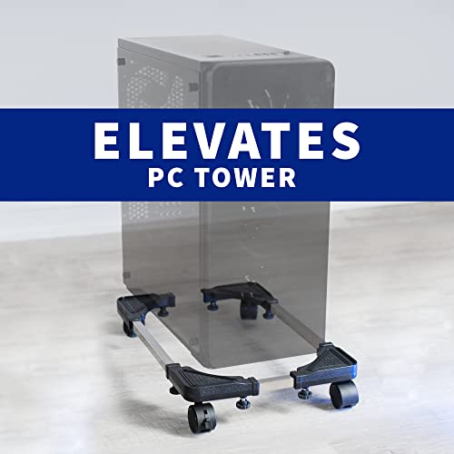 VIVO Large Steel PC Cart, Rolling CPU Trolley, Adjustable Mobile Computer Stand Holder with Locking Caster Wheels, Fits Most Gaming PCs up to 15 x 22 inches, Under Desk, Black, CART-PC03L