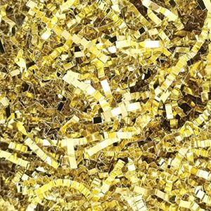 keoferlo gold crinkle cut paper shred filler 1/2 lb metallic iridescent stuffing for gift boxes gift wrappings gift baskets (metallic gold)