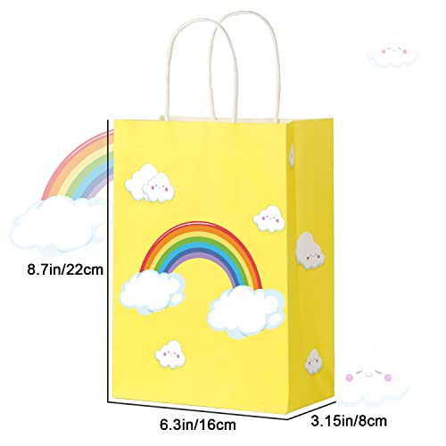 BLEWINDZ 32 Pieces Rainbow Goodie Bags Small Party Favor Bags with 32 Tissue Paper, 8.7" Small Gift Bags with Handles for Kids Birthday, Baby Shower, Colorful Party Supplies