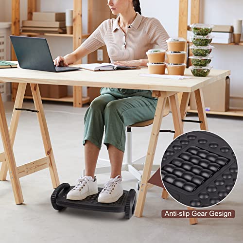 Under Desk Footrest - Auslar Office Foot Rest with Massage Texture and Roller, Ergonomic Foot Rest with 2 Height Position, Rocking Design for Home, Office