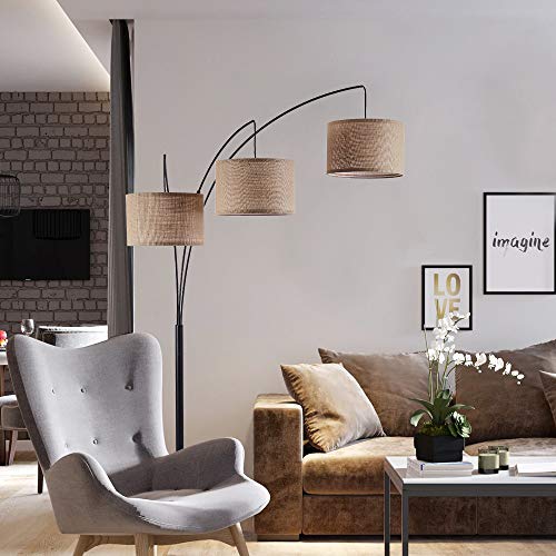 LHLYCLX Arc Lamps for Living Room, Multi Head Tree Floor Lamp for Bedroom, 3 Lights Standing Lamps Hanging Over The Couch (Black)