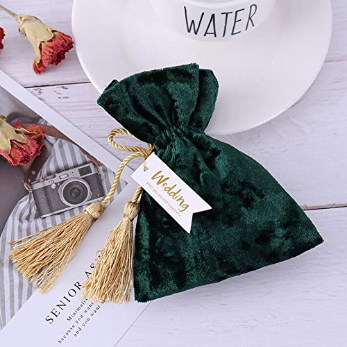 Firlar Drawstring Gift Bag,10Pack Creative European Bundle Velvet Jewellery Pouches Candy Bags for Christmas Wedding Birthday (Green)