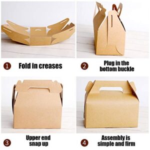 Lorpect Treat Boxes 30 Pack Brown Kraft Paper Gable Gift Boxes - Goodies Favor Box for Kids' Birthday Party, Wedding, Baby Shower (big, yellow)