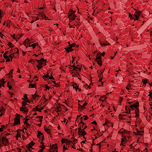 MagicWater Supply Crinkle Cut Paper Shred Filler (1 LB) for Gift Wrapping & Basket Filling - Red