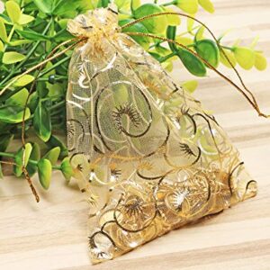 Shapenty 50PCS Organza Gift Bags Wedding Favor Candy Business Samples Display Jewelry Pouch Wrap with Drawstring for Baby Shower and Birthday Party (Gold)