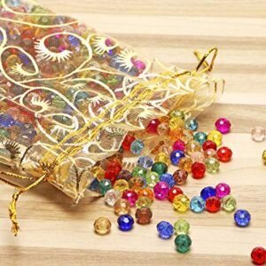 Shapenty 50PCS Organza Gift Bags Wedding Favor Candy Business Samples Display Jewelry Pouch Wrap with Drawstring for Baby Shower and Birthday Party (Gold)