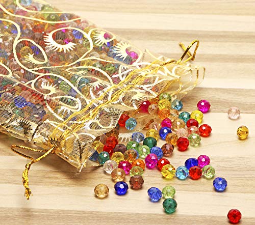 Shapenty 50PCS Organza Gift Bags Wedding Favor Candy Business Samples Display Jewelry Pouch Wrap with Drawstring for Baby Shower and Birthday Party (Gold)