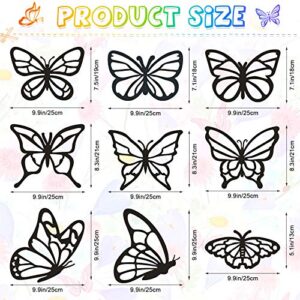 9 Pieces Spring Summer Suncatcher Kit, Butterfly Suncatchers Tissue Paper Butterfly Suncatchers Craft with 12 Colors Large Tissue Paper for Kid Art Craft DIY Window Art Party Favors