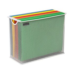 mind reader filebask-wht metal mesh storage letters, documents, folders, office organization, white file basket