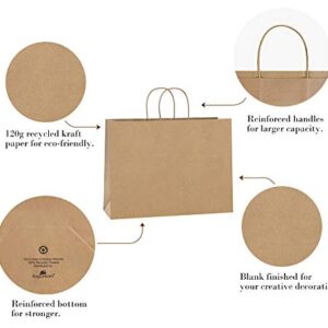 BagDream 100Pcs 16x6x12 Inches Kraft Paper Bags with Handles Bulk Gift Bags Shopping Bags for Grocery, Merchandise, Recycled Large Brown Paper Bags