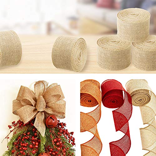 Wired Edge Burlap Ribbon 3 Rolls,30 Yards x 2.5 in Black Red Plaid Ribbon, Black White Buffalo Plaid Ribbon and Burlap Ribbon for Crafts Gift Wrapping Decoration