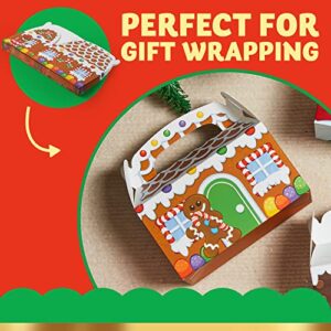 JOYIN 24 PCS 3D Christmas House Cardboard Treat Boxes for Holiday Xmas Goody Gift, Goodie Paper Boxes, School Classroom Party Favor Supplies, Candy Treat Cardboard Cookie Boxes